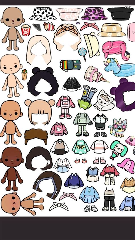 Cute Toca Boca Outfits Printable Paper Doll Templates