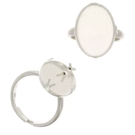 Bague réglable serti pour cabochon fond plat 18x13 mm Argent 925 x1
