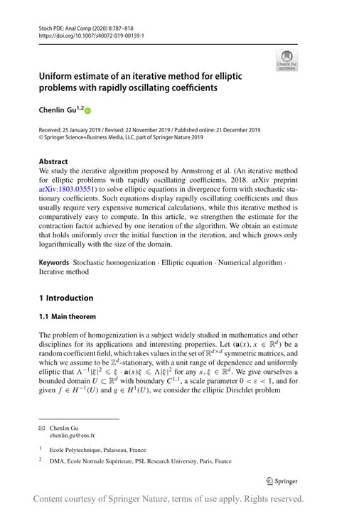 uniform estimate of an iterative method for elliptic problems with rapidly oscillating coefficients
