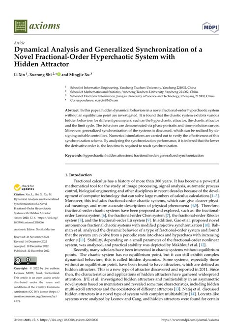 pdf dynamical analysis and generalized synchronization of a novel fractional order