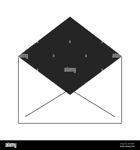 Open Envelope With Black Inside Flat Monochrome Isolated Vector Object