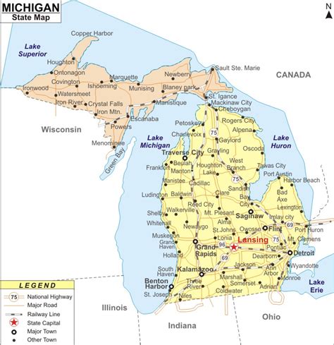 Map Of Michigan Map Of Michigan Michigan State Map Michigan
