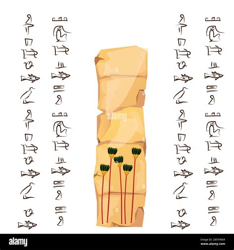 Antiguo Egipto Papiro O Piedra De Dibujos Animados Vector Con