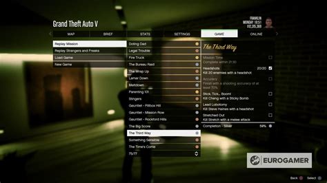 GTA 5 Story Missions List Gold Medal Checklist Eurogamer Net