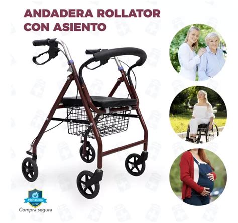 Andadera Ortopedica Con Ruedas Asiento Rollator Plegable Meses Sin