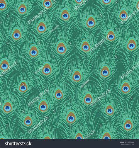 Peacock Feather Seamless Pattern Vector Illustration Stock Vector Royalty Free 492665506