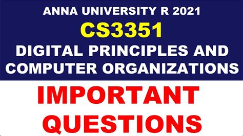 Cs Digital Principles And Computer Organisations Anna University