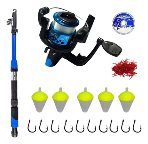 Kit Pescaria Vara Telescópica 1 70m Molinete Brindes MercadoLivre