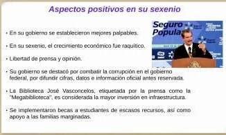Cuáles fueron las aportaciones mas importantes del sexenio de Vicente