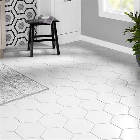 White Hexagon Tile Bathroom Floor Flooring Ideas