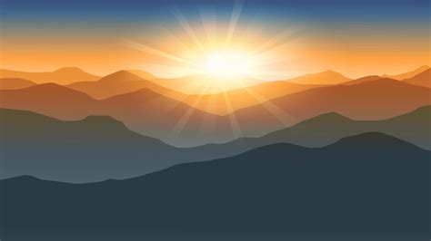 Mountain Range Sunset Or Sunrise Sky Landscape 4597160 Vector Art At