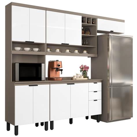Conjunto de Cozinha 4 Módulos Torre Quente Aéreo Balcão JLB MOVEIS
