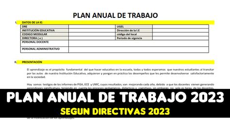 Plan Anual De Trabajo En Formato Word Mathtic
