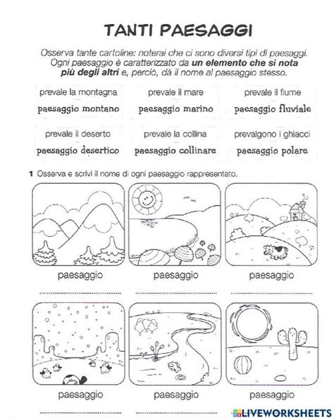 Tanti paesaggi worksheet Attività geografia Geografia Letteratura