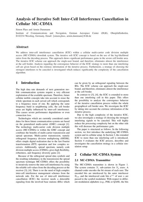 pdf analysis of iterative soft inter cell interference cancellation in cellular mc cdma