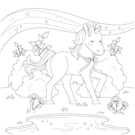 Licorne Illustration De Livre De Coloriage Vecteur Gratuite