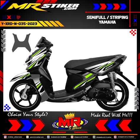 Stiker Motor Decal Yamaha X Ride New Grey Line Green Light Grafis Race
