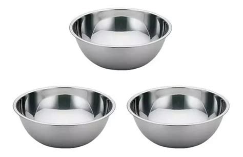 Conjunto Tigelas Bowl Saladeira 3 Peças Em Aço Inox