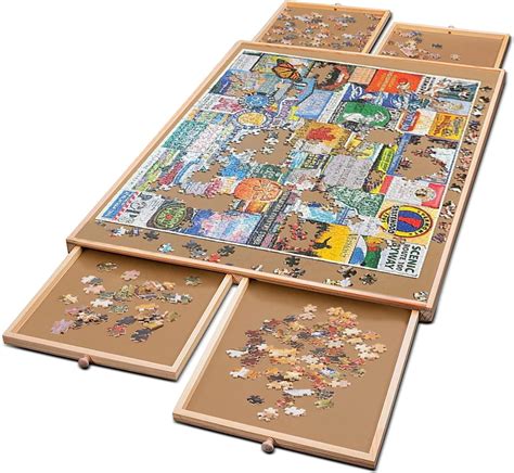 Amazon 1500 Piece Wooden Puzzle Board 4 Drawers Cover 34 X