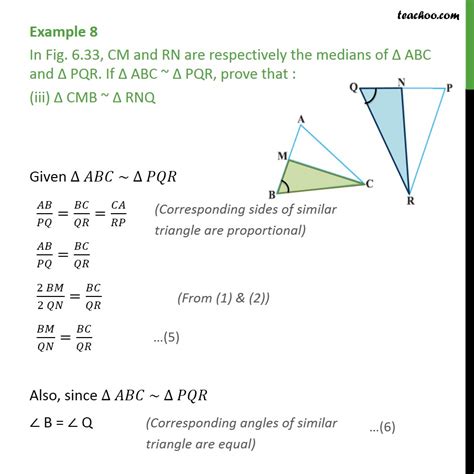 example 8 cm and rn are the medians of abc and pqr given similar