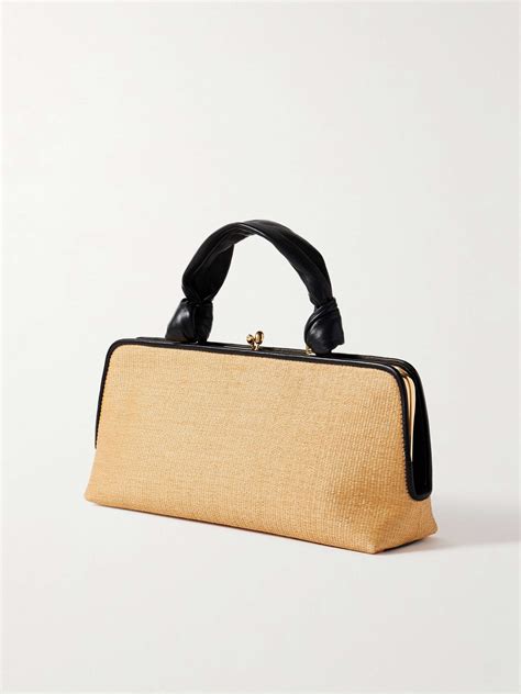JIL SANDER Goji Small Leather Trimmed Faux Raffia Tote NET A PORTER
