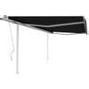 Toldo Manual Retráctil Toldo Parasol Marquesina Con Postes Gris