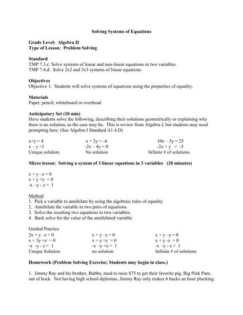 solving systems of equations