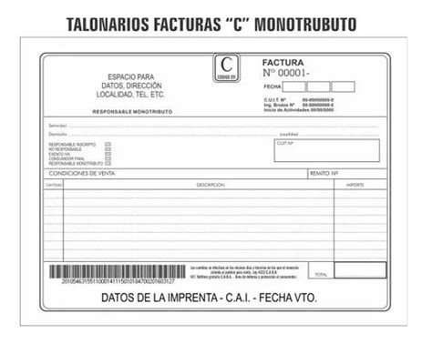Talonarios Factura Recibo Monotributo Imprenta Afip En Venta