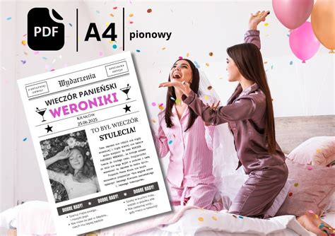 WIECZÓR PANIEŃSKI Pamiątka personalizowany plakat gazeta do druku