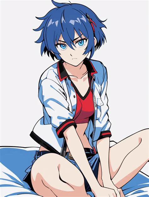 Ryuko Matoi Poster Bold Minimalistic Design With Blue Highlights Muse Ai