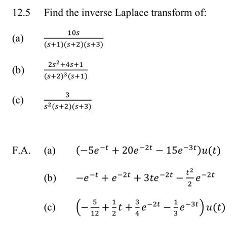Solved 12 5 Find The Inverse Laplace Transform Of 10s Chegg