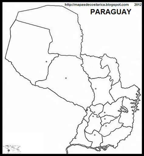 mapa mudo grande de la organización política de PARAGUAY