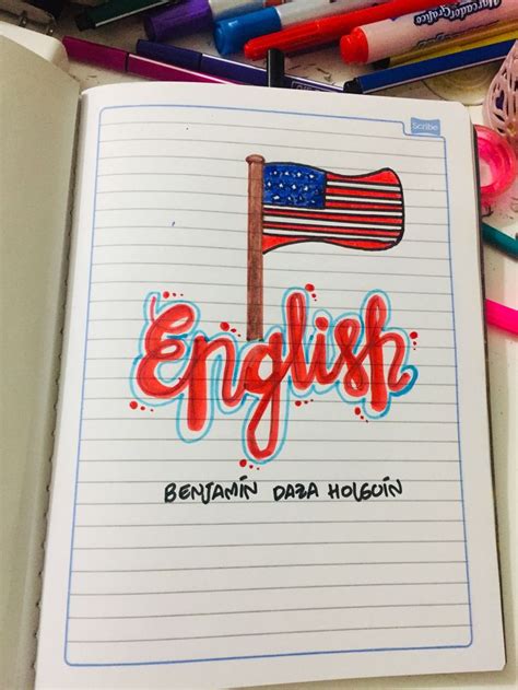 Inglés portada de cuaderno Organizar los materiales de arte Portada