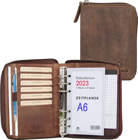 Almadih Leder A Organizer Mit Ringmechanik Rei Verschluss Kalender