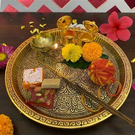 Pooja Thali Puja Mandir Decoration Items Aarti Plate Diwali Laxmi Puja