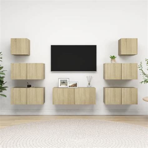 QUT Ensemble de meuble TV 7 pcs Chêne sonoma Aggloméré AB3079027 98666