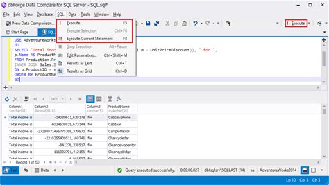 execute sql statements