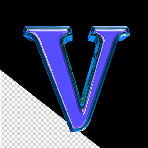 Símbolo 3d azul em uma letra de moldura azul v PSD Premium