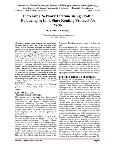 increasing network lifetime using traffic balancing in link state routing protocol for wsn pdf