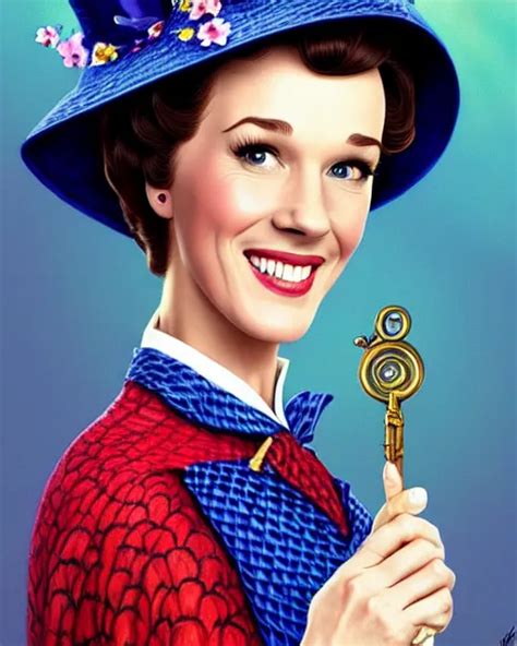 Julie Andrews Mary Poppins From Disney 1964 Smiling Stable Diffusion