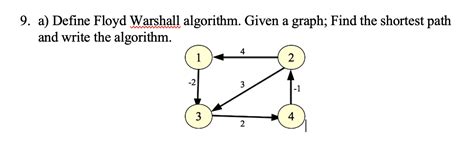 Solved 9 A Define Floyd Warshall Algorithm Given A Graph Chegg