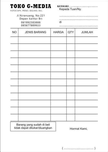 Contoh Nota Pengertian Fungsi Dan Cara Membuatnya