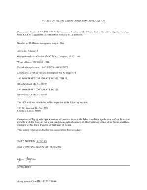 Fillable Online Fillable Online NOTICE OF FILING LABOR CONDITION