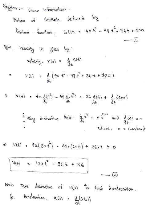 [solved] the motion of a particle is defined be the relation s 40t3 482 course hero