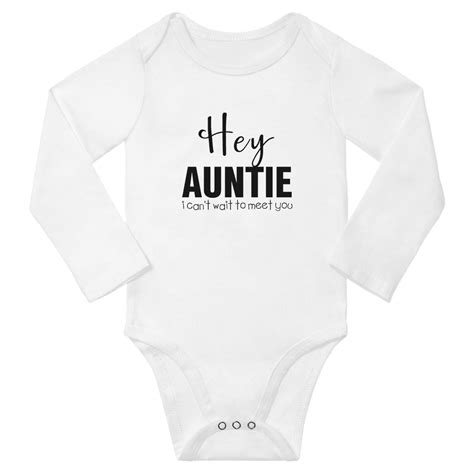 Hey Auntie I Can T Wait To Meet You Cute Baby Long Sleeve Jumpsuits