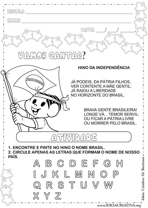 Atividade De Setembro Independ Ncia Do Brasil Educa O Infantil