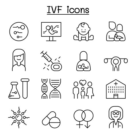 IVF In Vitro Fertilization Icon Set In Thin Line Style 2186545 Vector