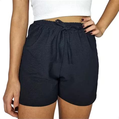 Short Duna Feminino Liso Cintura Alta Tendência Moda Verão MercadoLivre