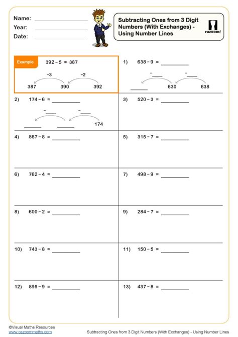 Subtracting Ones From Digit Numbers With Exchanges Using Number