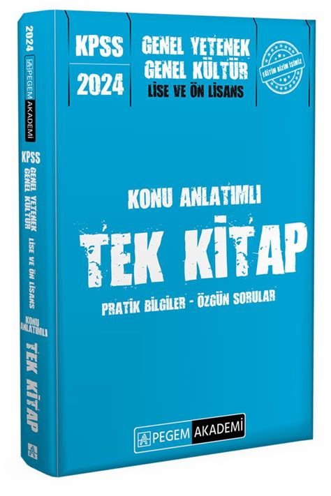 Pegem Akademi Yayıncılık 2024 KPSS Genel Yetenek Genel Kültür Lise ve